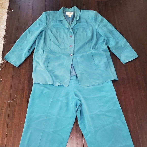The Answer | Pants & Jumpsuits | The Answer 0 Silk Teal 2 Piece Pants ...